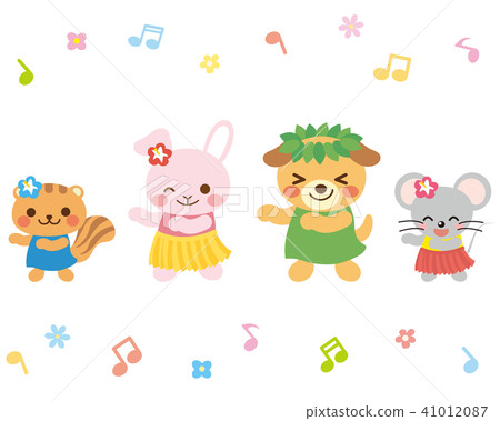 Illustration of cute animals playing hula - Stock Illustration ...