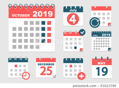 Set of different calendars.-插圖素材 [41022590] - PIXTA圖庫