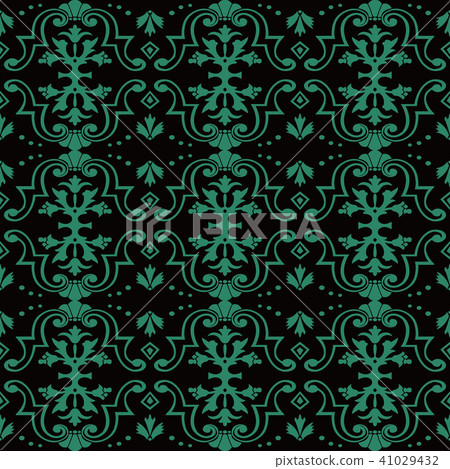 Antique green seamless retro pattern background - Stock Illustration ...