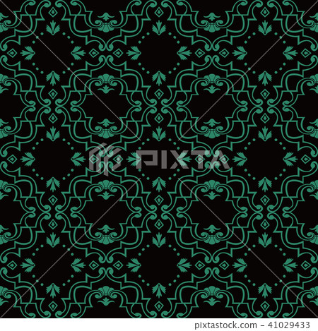 Antique green seamless retro pattern background - Stock Illustration ...