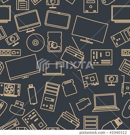 Seamless pattern from a set of computer icons - Stock Illustration ...