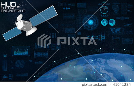 Satellite and Network data exchange over planet ea - Stock Illustration ...