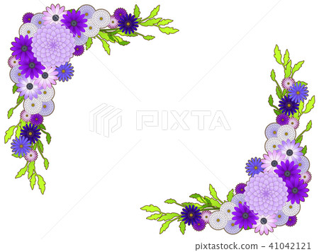 Dahlia and Aster Frame - Stock Illustration [41042121] - PIXTA