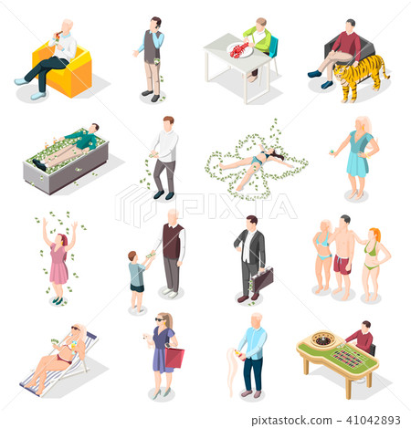 Rich People And Rich Life Isometric Icons - Stock Illustration ...