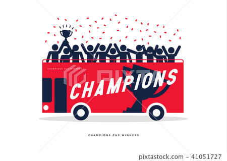 The Winner Cup Celebration on the Open Top Buses. - Stock Illustration ...