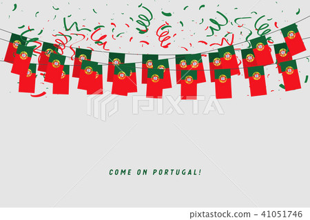 Portugal flags garland with confetti, Hang bunting-插圖素材 [41051746 ...