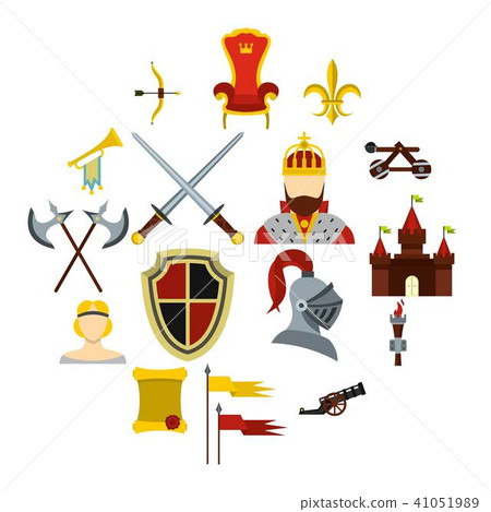 Knight icons set, flat style - Stock Illustration [41051989] - PIXTA