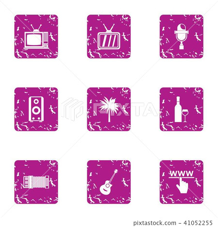 Computer entertainment icons set, grunge style - Stock Illustration ...