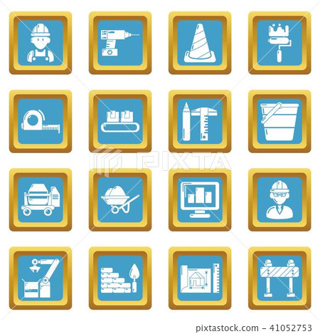 Building process icons set sapphirine square... - Stock Illustration ...