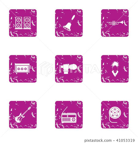 Musical evening icons set, grunge style - Stock Illustration [41053319 ...