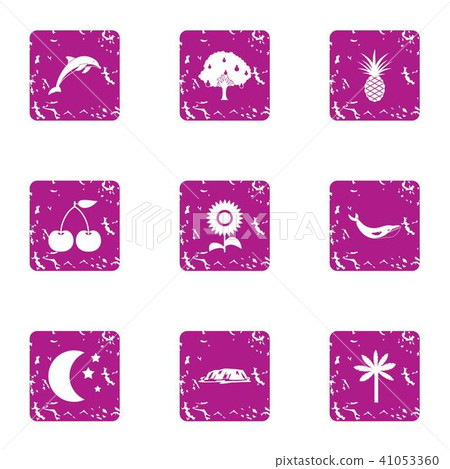 Onshore icons set, grunge style - Stock Illustration [41053360] - PIXTA