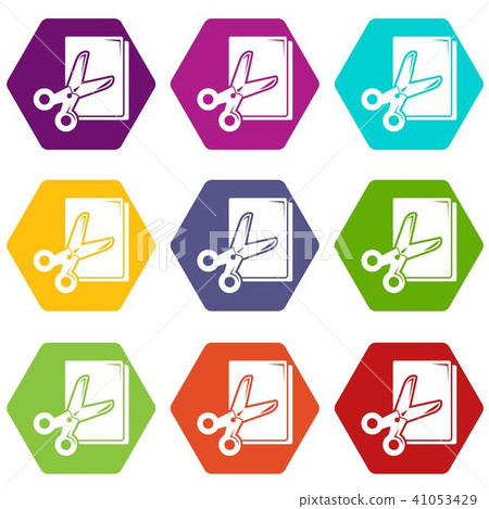 Scissors paper icons set 9 vector - Stock Illustration [41053429] - PIXTA