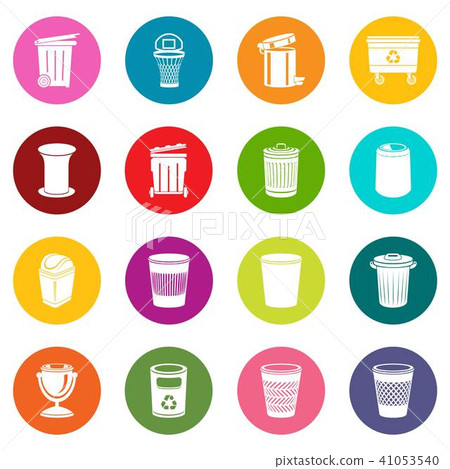 Trash can icons set colorful circles vector - Stock Illustration ...