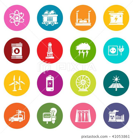Energy sources icons set colorful circles vector - Stock Illustration ...