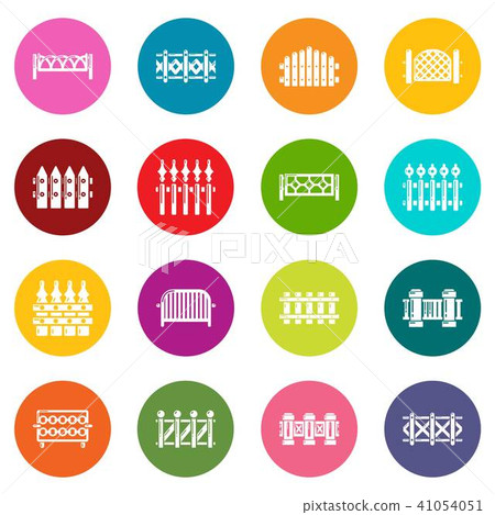 Different fencing icons set colorful circles... - Stock Illustration ...
