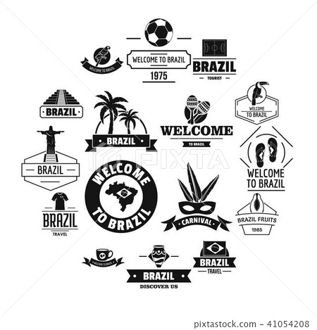 Brazil travel logo icons set, simple style - Stock Illustration ...