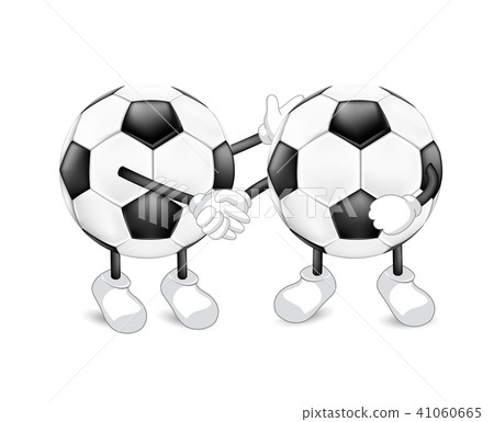 Cute cartoon soccer ball shaking hands - Stock Illustration [41060665 ...
