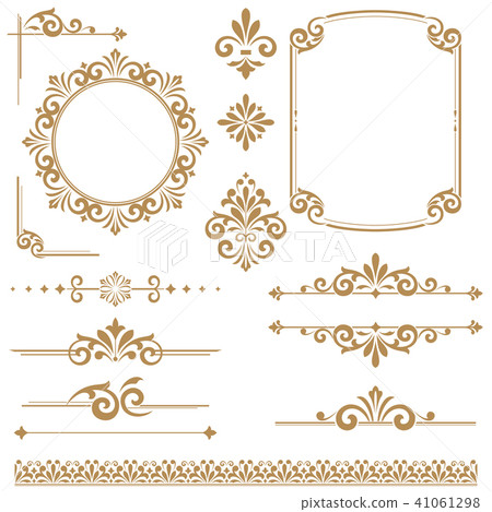 Vintage vector Set. Floral elements design - Stock Illustration ...