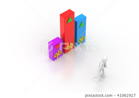 3d man with percentage graph - Stock Illustration [41062927] - PIXTA