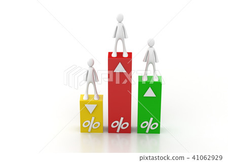 3d people with percentage graph - Stock Illustration [41062929] - PIXTA
