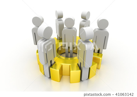 3d people team standing on the gear - Stock Illustration [41063142] - PIXTA
