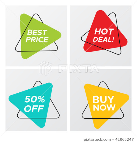 Set of abstract geometric bright triangle sale tag - Stock Illustration ...