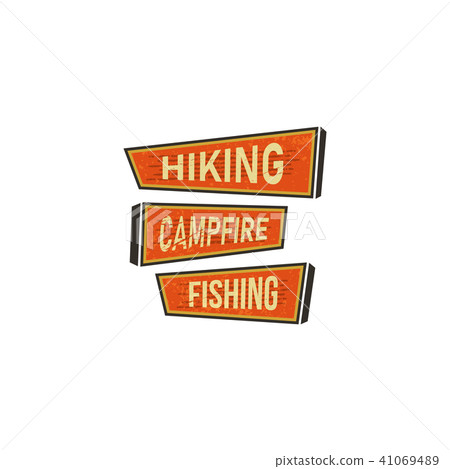 Vintage Hand drawn camping signs, travel badges... - Stock Illustration ...