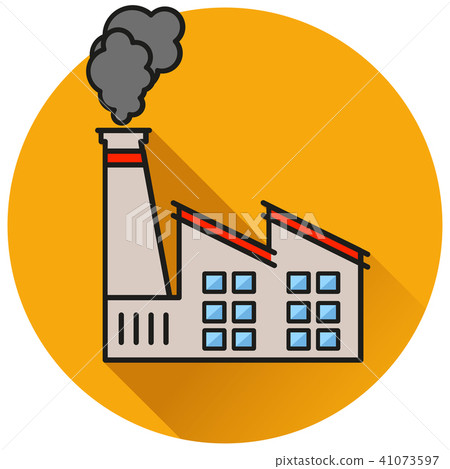 factory circle flat orange icon - Stock Illustration [41073597] - PIXTA