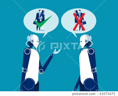 Two robot talking about human. Concept business - Stock Illustration ...