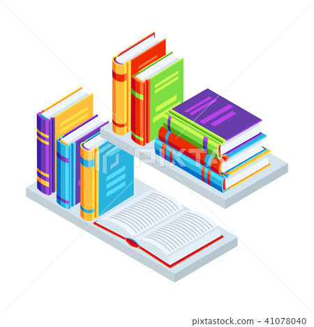 Isometric books on bookshelves. - Stock Illustration [41078040] - PIXTA