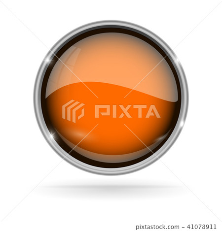 Orange button with chrome frame. Round glass...-插圖素材 [41078911] - PIXTA圖庫