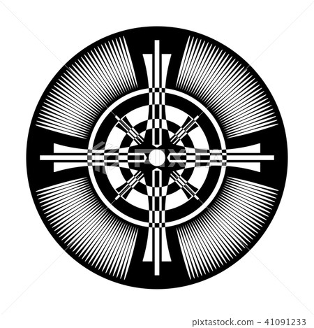 Cross in circle shape. Abstract design element. - Stock Illustration ...