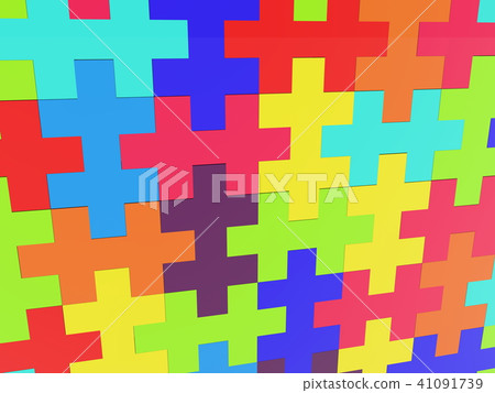 Colorful wall of puzzle - Stock Illustration [41091739] - PIXTA