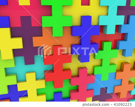 Wall of colorful puzzle - Stock Illustration [41092223] - PIXTA