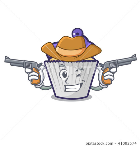 Cowboy blueberry cupcake character cartoon - Stock Illustration ...