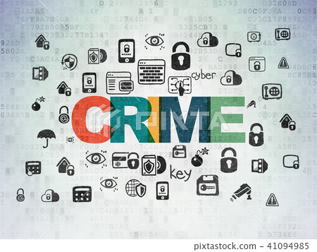 Protection concept: Crime on Digital Data Paper... - Stock Illustration ...