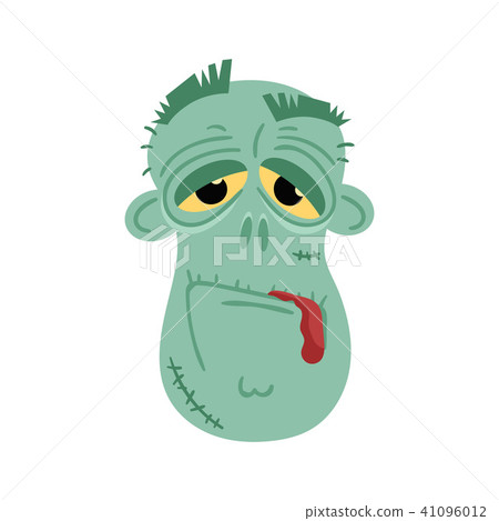 Sad zombie head avatar in cartoon style - Stock Illustration [41096012 ...