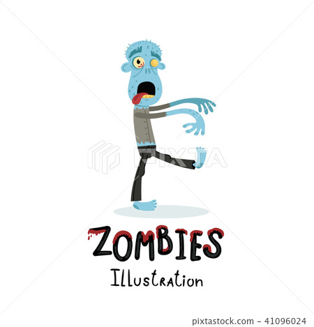Funny blue zombie character in cartoon style - Stock Illustration ...
