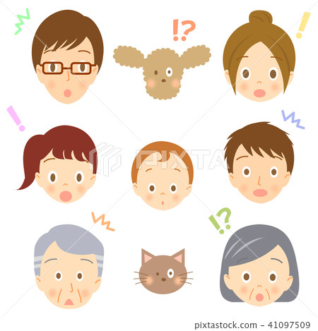 3 generations family face icon surprised face... - Stock Illustration ...