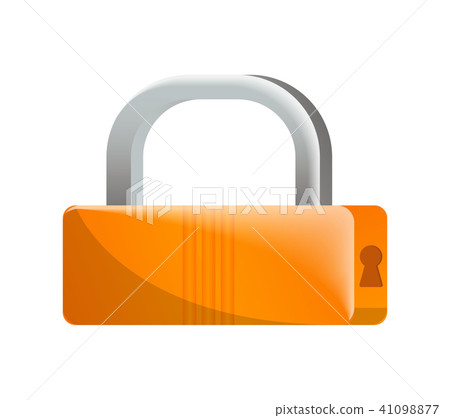 Closed orange padlock icon in flat design - Stock Illustration ...