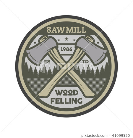 Wood felling vintage isolated label - Stock Illustration [41099530] - PIXTA