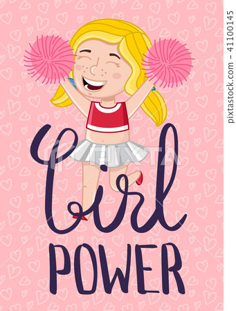 Girl power kids postcard template - Stock Illustration [41100145] - PIXTA