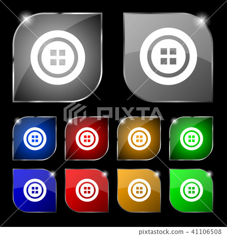 Sewing button sign. Set of ten colorful buttons wi - Stock Illustration ...