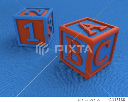 Baby cubes with numbers and letters. 3D render.-插圖素材 [41117188] - PIXTA圖庫
