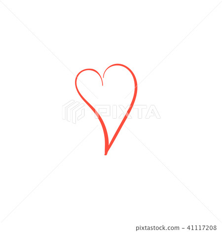 Red hand drawn doodle heart - Stock Illustration [41117208] - PIXTA