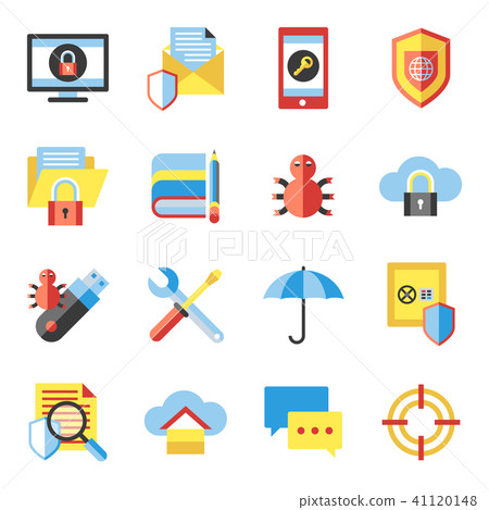 Digital vector data protection icon set - Stock Illustration [41120148] - PIXTA