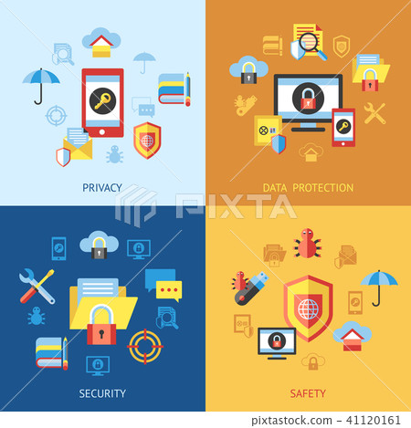 Digital vector data protection icon set - Stock Illustration [41120161] - PIXTA