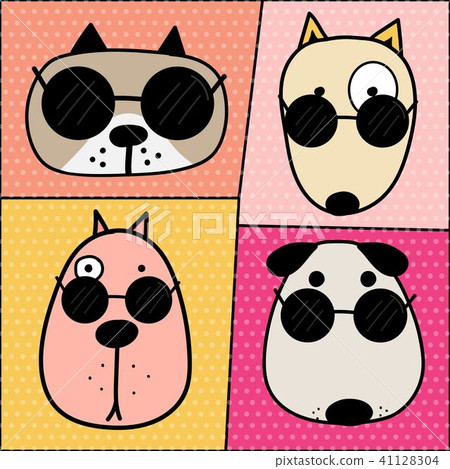 Hand Drawn Cute Dog Face Characters Set. - Stock Illustration [41128304 ...