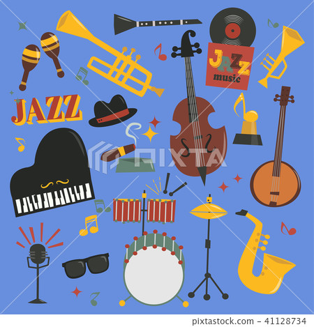 Jazz musical vector instruments tools piano and... - Stock Illustration ...