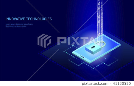 Isometric internet security lock business... - Stock Illustration [41130530] - PIXTA